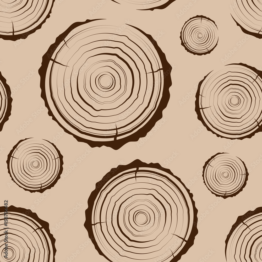 Tree Rings seamless. A simple pattern. Saw cut the tree trunk ...