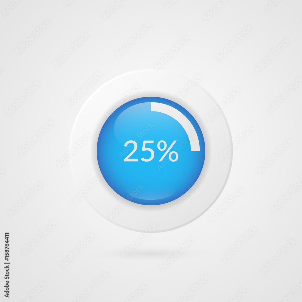 25 percent blue pie chart. Percentage vector infographics. Circle ...