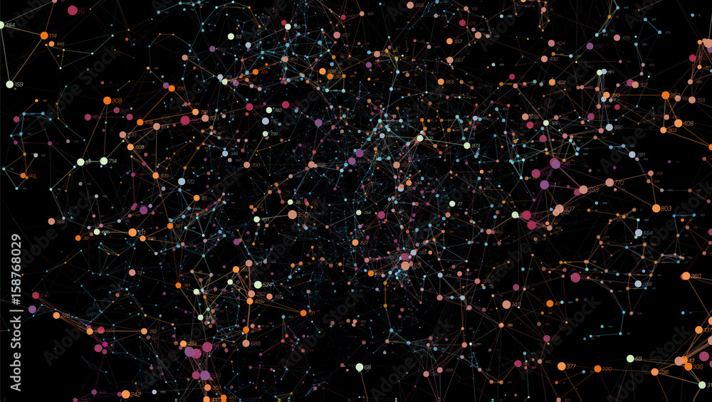 Vector abstract colorful big data point plot visualization. Futuristic ...