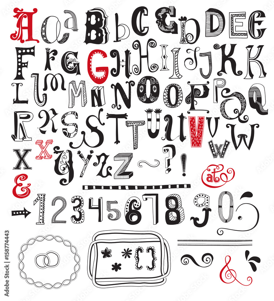 Whimsical Alphabet Numbers And Special Character Glyphs Playful Sets