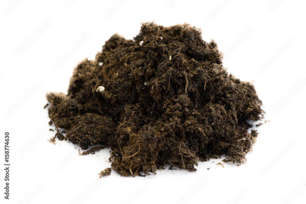 Erde Erdhaufen blumenerde erdboden isoliert freigestellt auf weißen ...