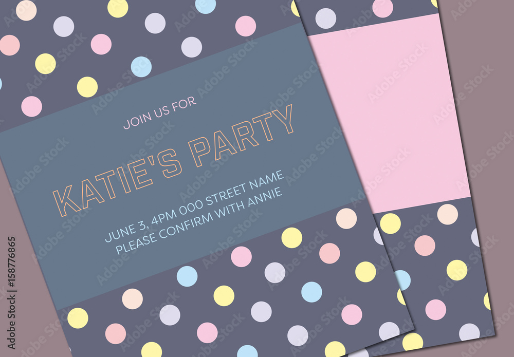 Colorful Polka Dot Birthday Party Invitation Stock Template | Adobe Stock