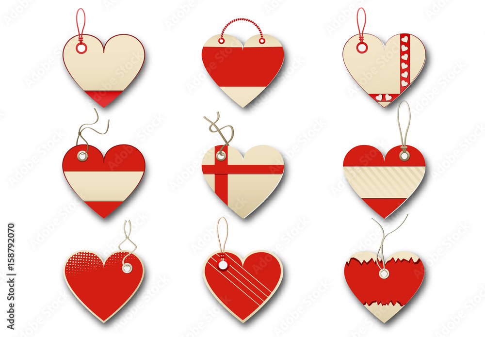 Nine Heart-Shaped Gift Tag Layouts Stock Template | Adobe Stock