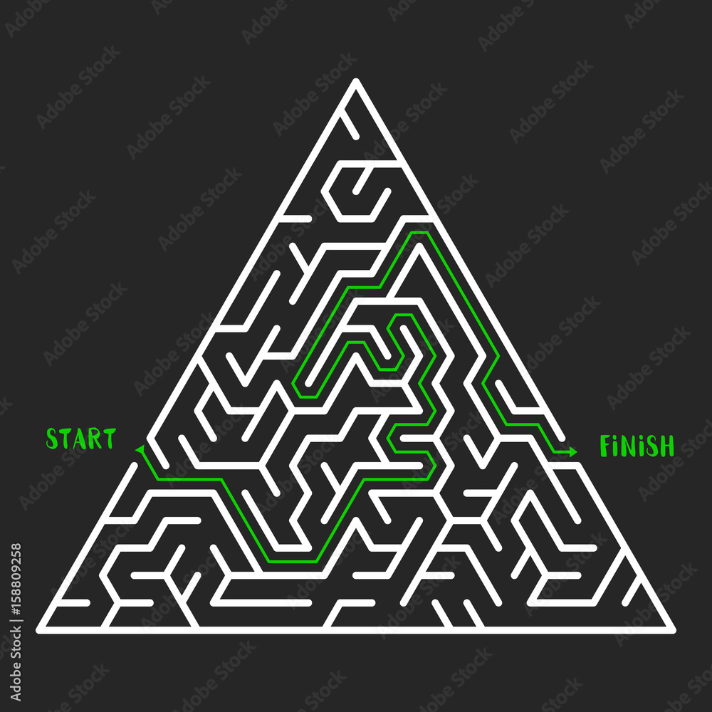 Triangular Maze Game background. Labyrinth with entry and exit. Vector Illustration. Stock ...