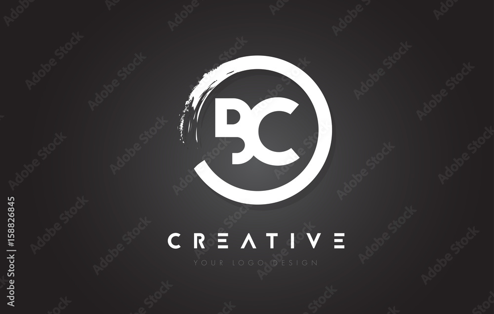 BC Circular Letter Logo with Circle Brush Design and Black Background ...