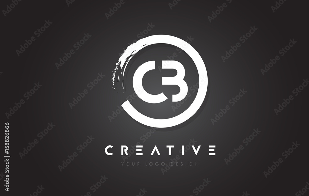 CB Circular Letter Logo with Circle Brush Design and Black Background ...