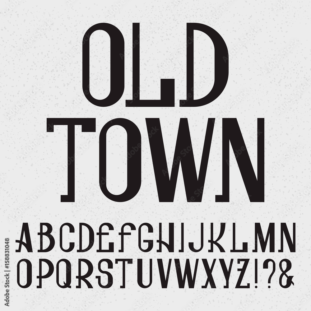 Retro style font. Black capital letters. Isolated english alphabet with ...
