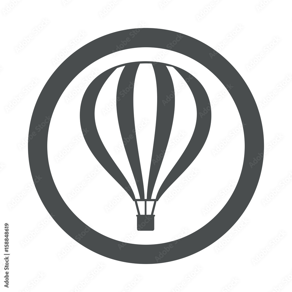 Icono plano globo aerostatico en circulo color gris Stock Illustration ...