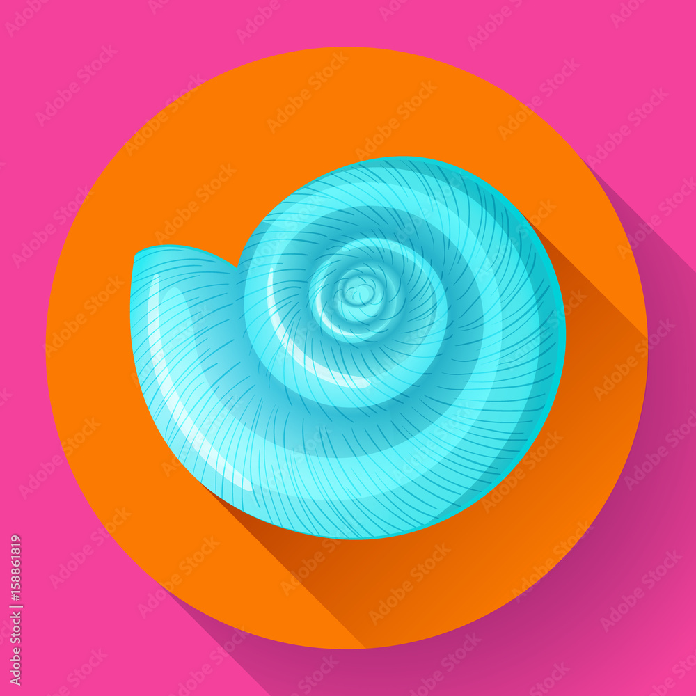 blue sea shell icon vector shell logo template. Seafood flat icon ...
