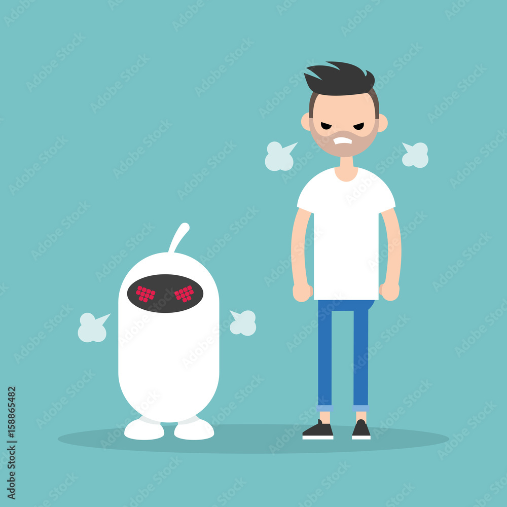 Angry characters blowing a steam. Flat cartoon vector illustration ...