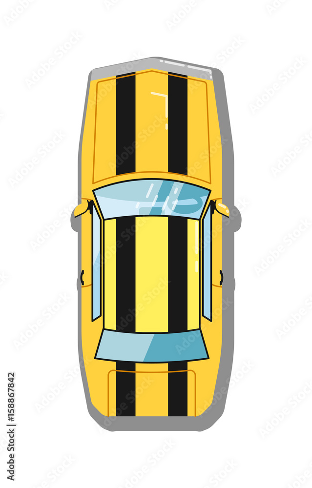 Muscle car top view isolated icon. Sport car, luxury automobile, people ...