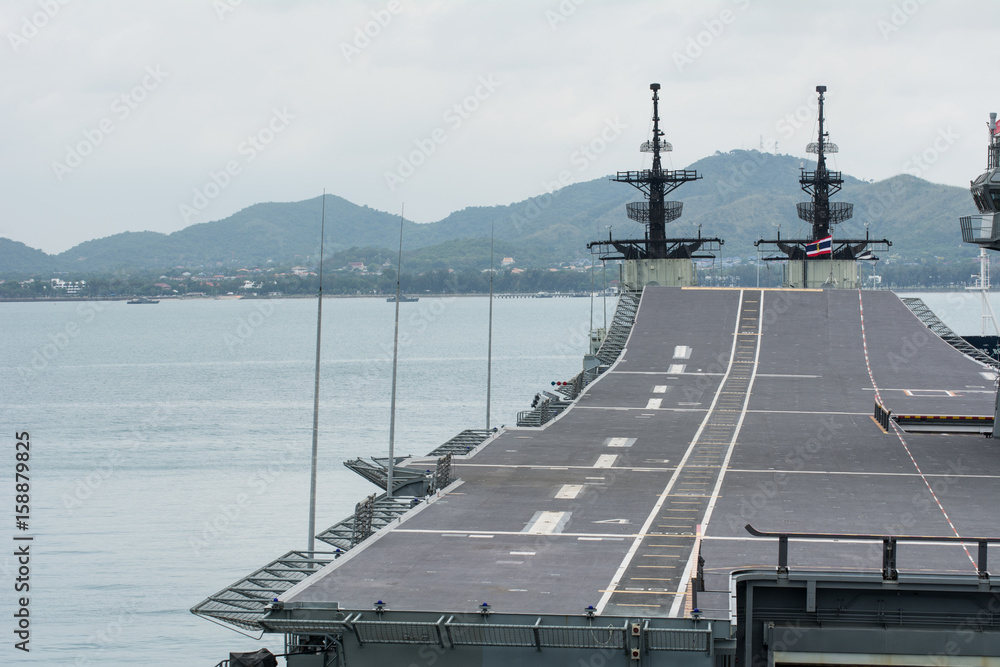 Runway at takeoff on battleship and Runway Aircraft Carrier Stock Photo ...