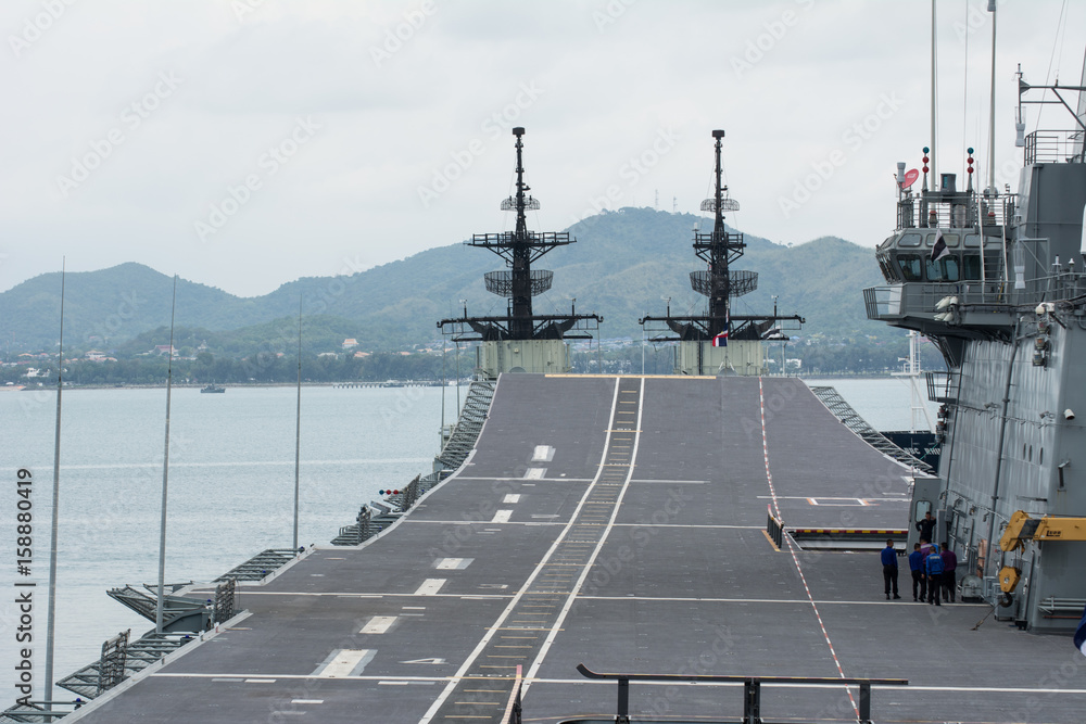 Runway at takeoff on battleship and Runway Aircraft Carrier Stock Photo ...