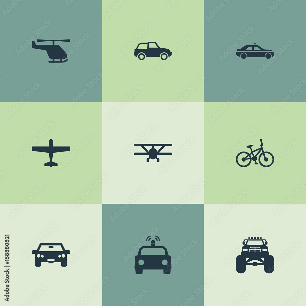 Vector Illustration Set Of Simple Transport Icons. Elements Bike, Truck ...