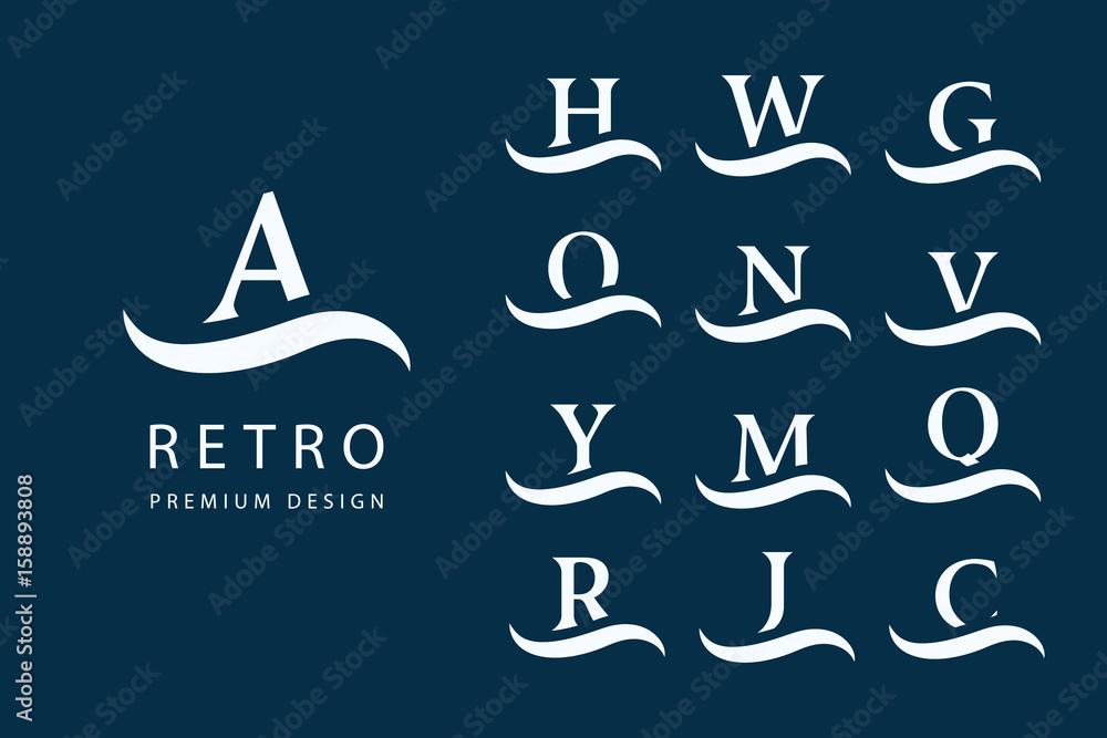 Abstract Logo Design. Modern Emblems. Set of Capital Letters on the ...