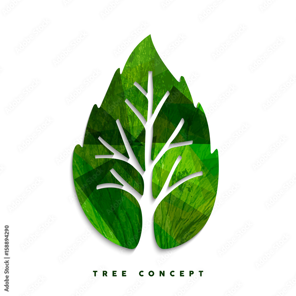 Green tree leaf concept symbol for nature care Stock Vector | Adobe Stock