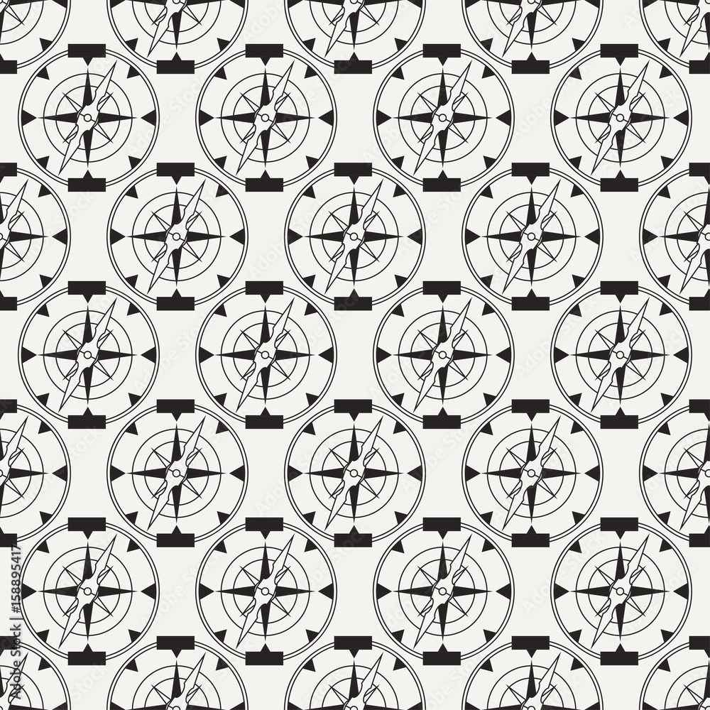 Geometric nautical seamless background pattern with mariners compass ...