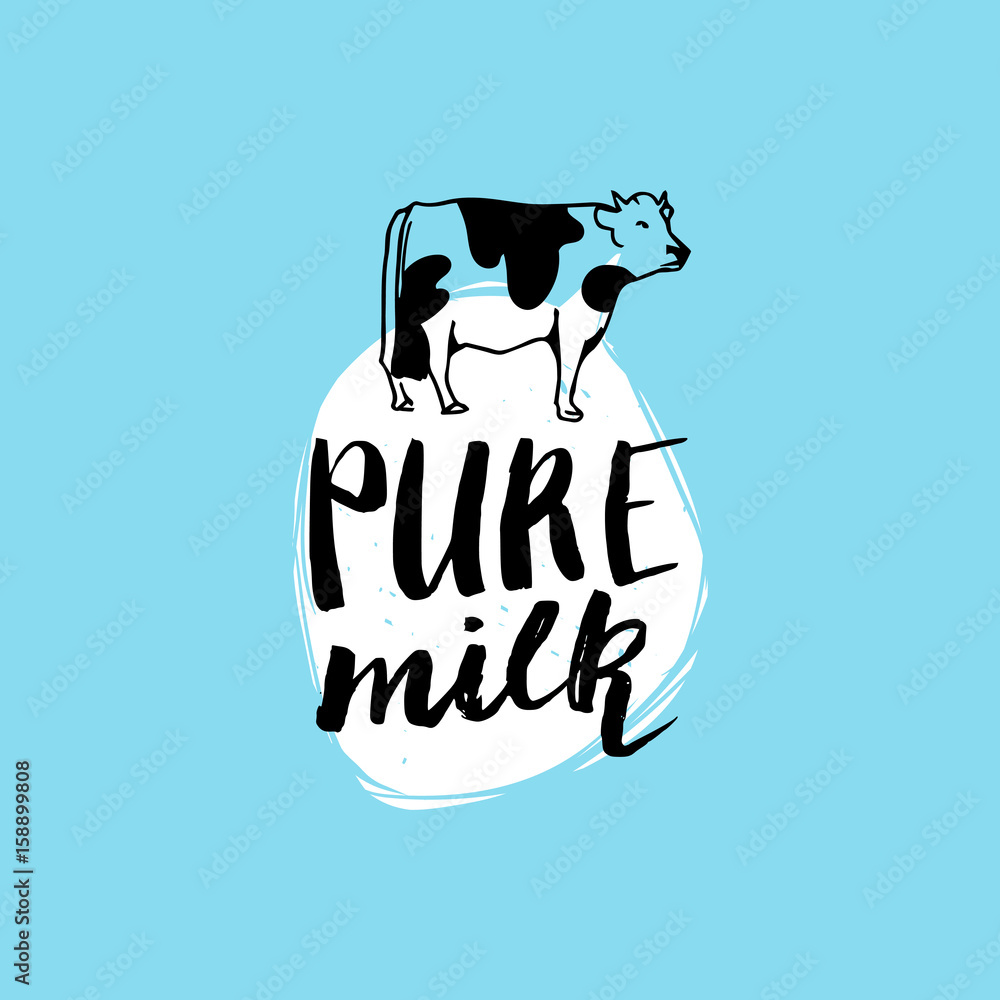 Vector hand drawn milk label. Sign for dairy produce. Tag and element ...