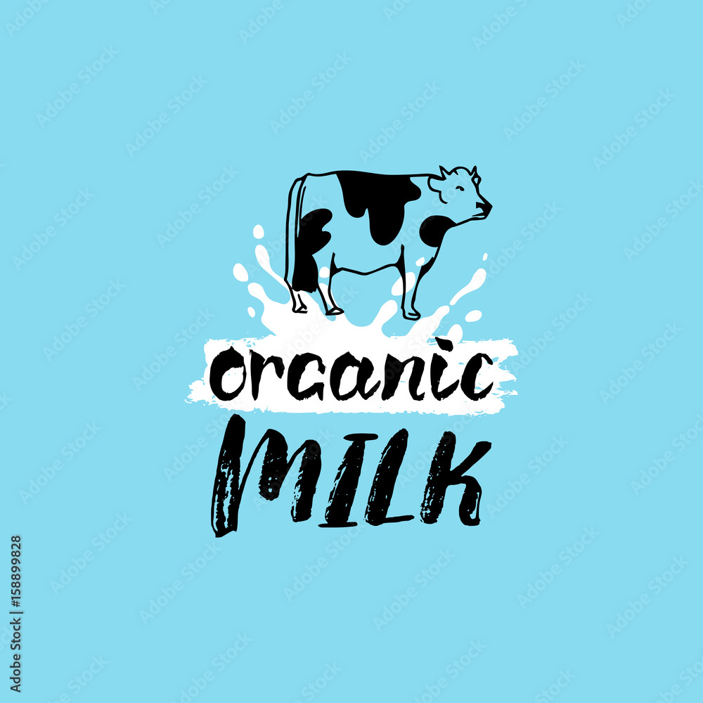 Vector hand drawn milk label. Sign for dairy produce. Tag and element ...