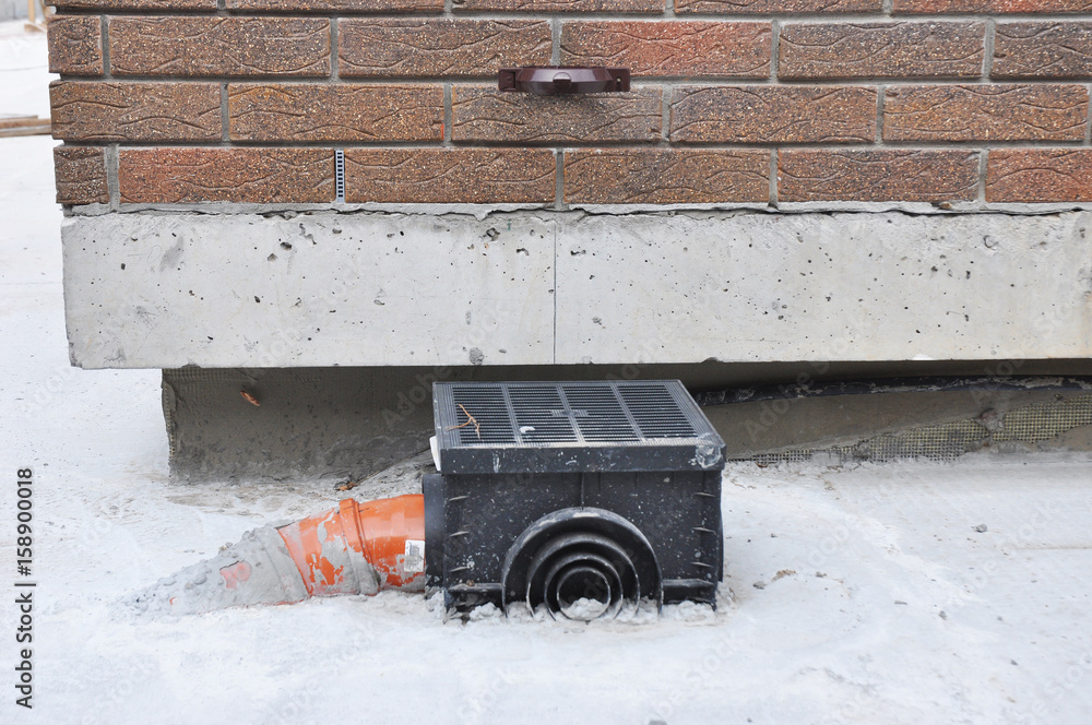 House foundation waterproofing repair, insulation with plastic drainage ...