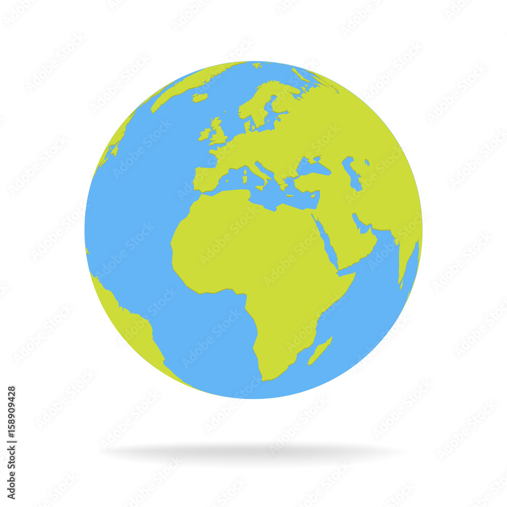 Green and blue cartoon world map globe vector illustration Stock Vector ...