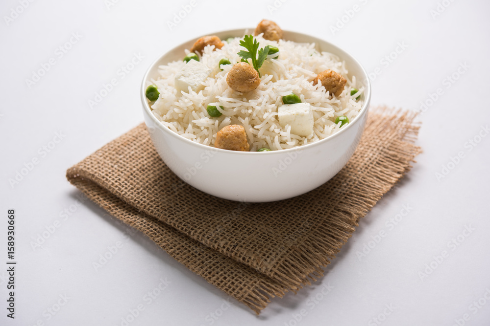 Soya Chunks With Rice