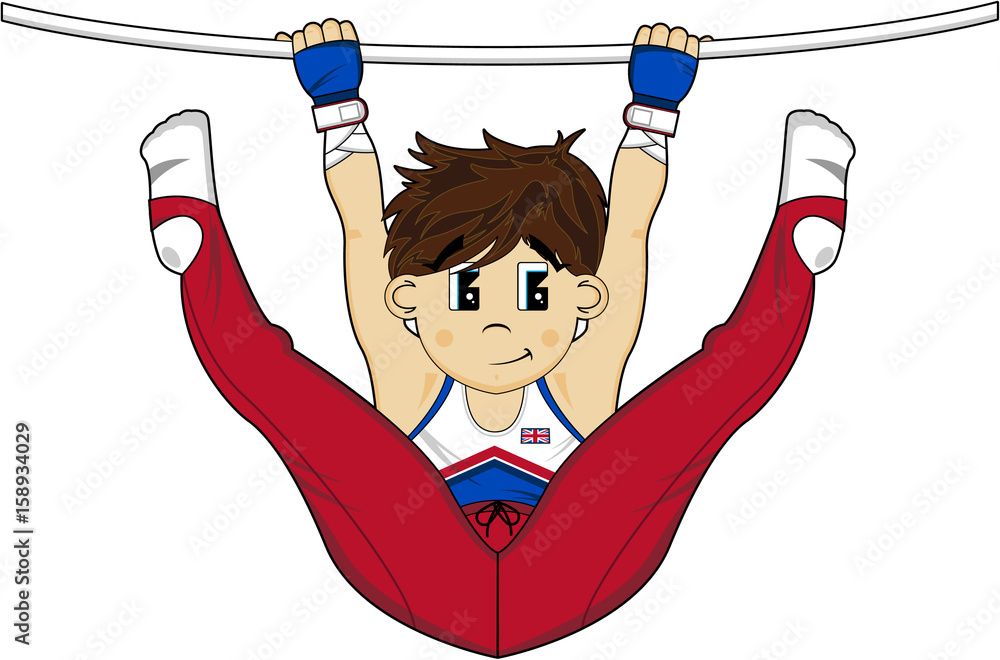 Cute Cartoon Gymnast Boy Stock Vector | Adobe Stock