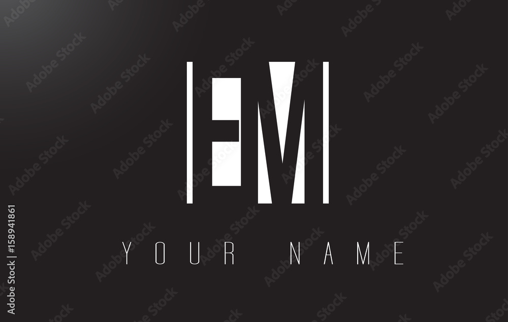 EM Letter Logo With Black and White Negative Space Design. Stock Vector ...