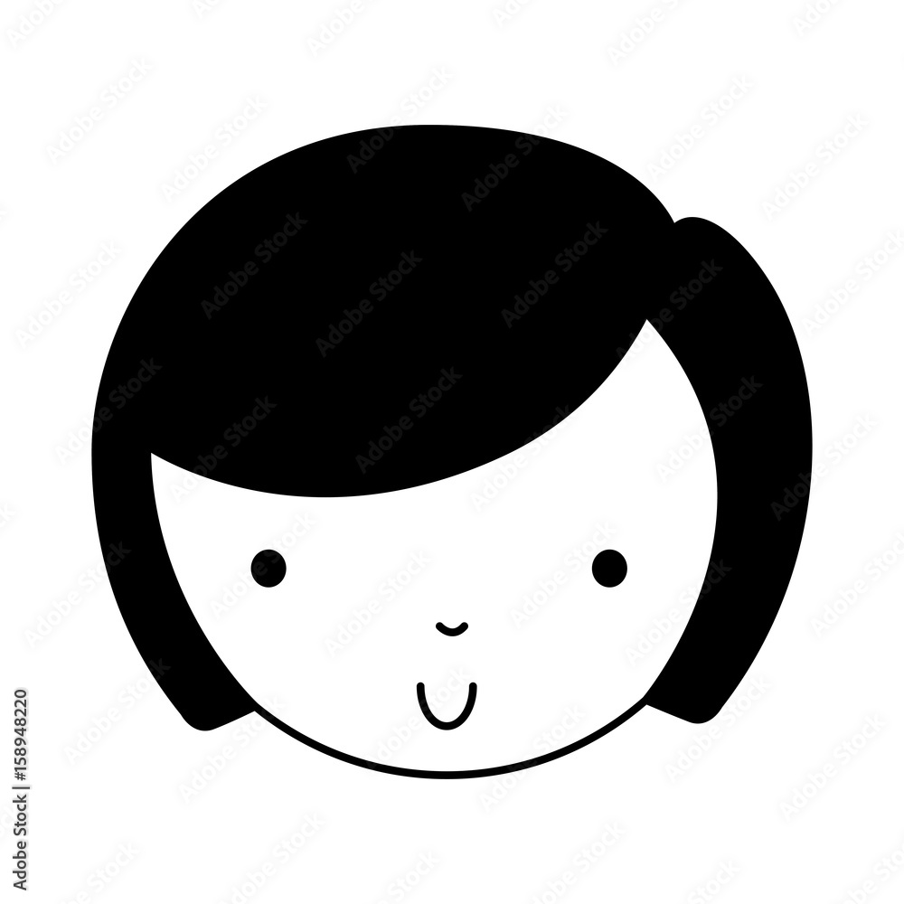black icon cute girl face vector illustration graphic design Stock ...