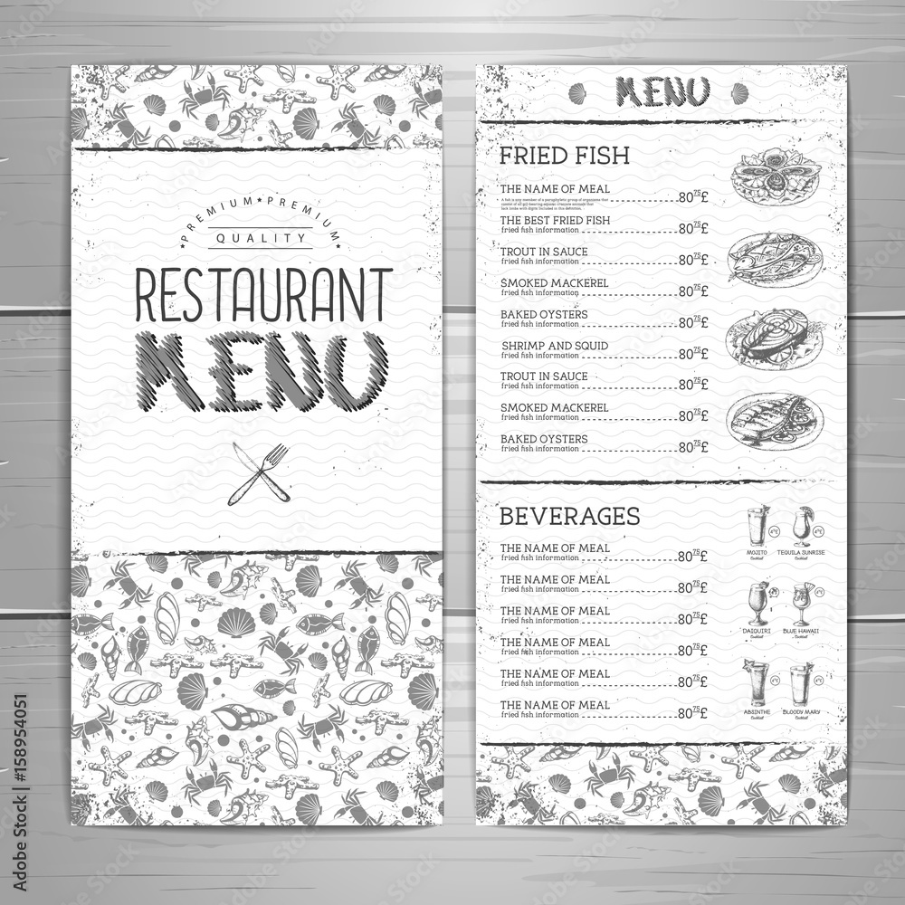 Hand drawing restaurant menu design Stock Vector | Adobe Stock
