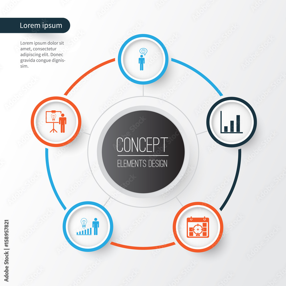 Authority Icons Set. Collection Of Bar Chart, Decision Making, Solution ...