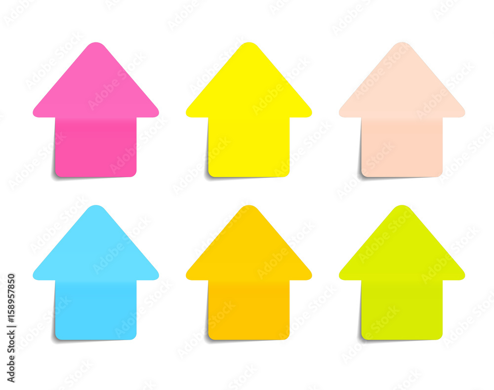 Sticky Office Paper Sheets Notes, Arrow Sign Pack Collection Set with ...
