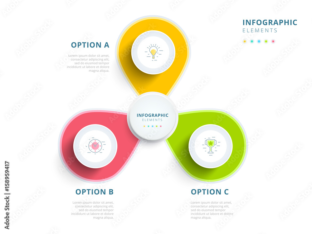 Clean minimalistic business 3 step process chart infographics with step ...