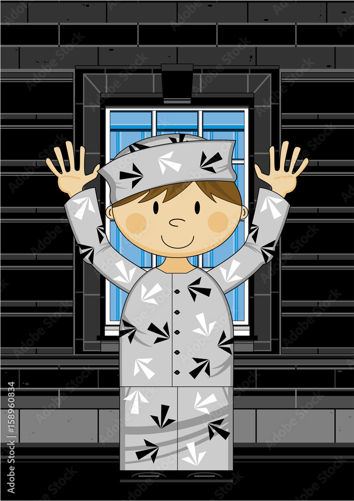 Cute Little Prisoner Stock Vector | Adobe Stock