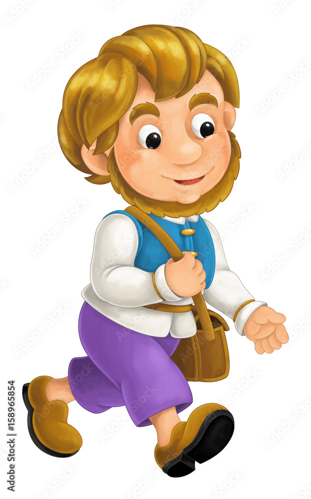 cartoon male character young boy / going somewhere and looking ...