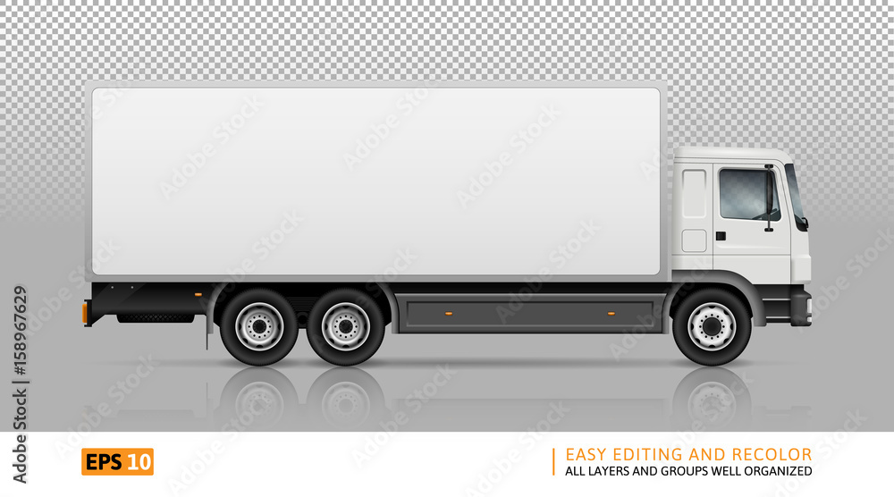 Semi truck template for car branding and advertising. Isolated cargo ...
