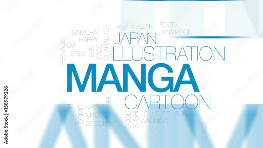 Manga animated word cloud, text design animation. Kinetic typography ...