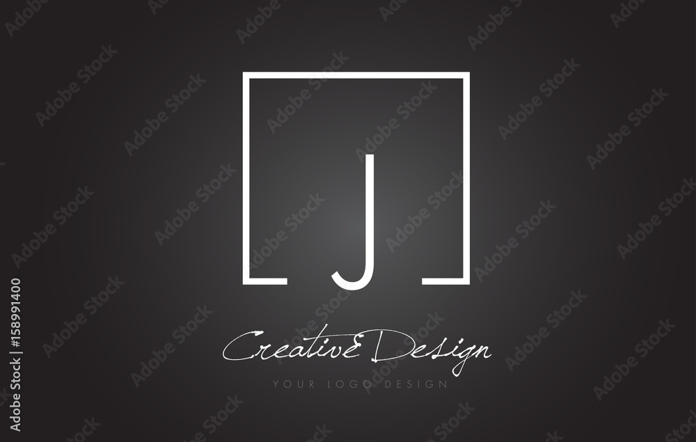 J Square Frame Letter Logo Design with Black and White Colors. Stock ...