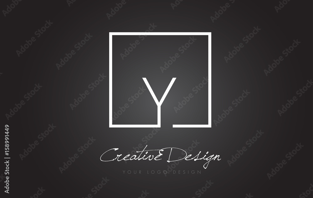 Y Square Frame Letter Logo Design with Black and White Colors. Stock ...