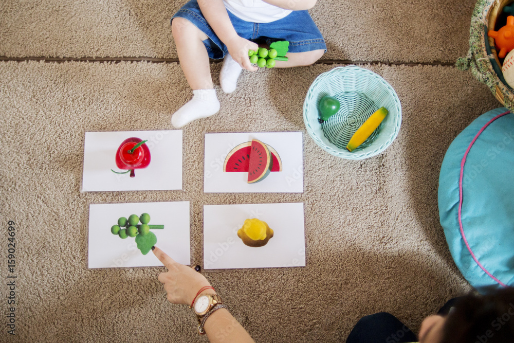 Montessori classroom fruit cards Stock Photo | Adobe Stock