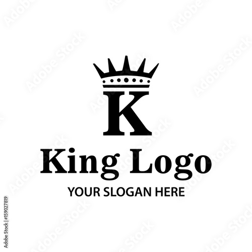King Crown Logo Black White Background Stock Vector | Adobe Stock