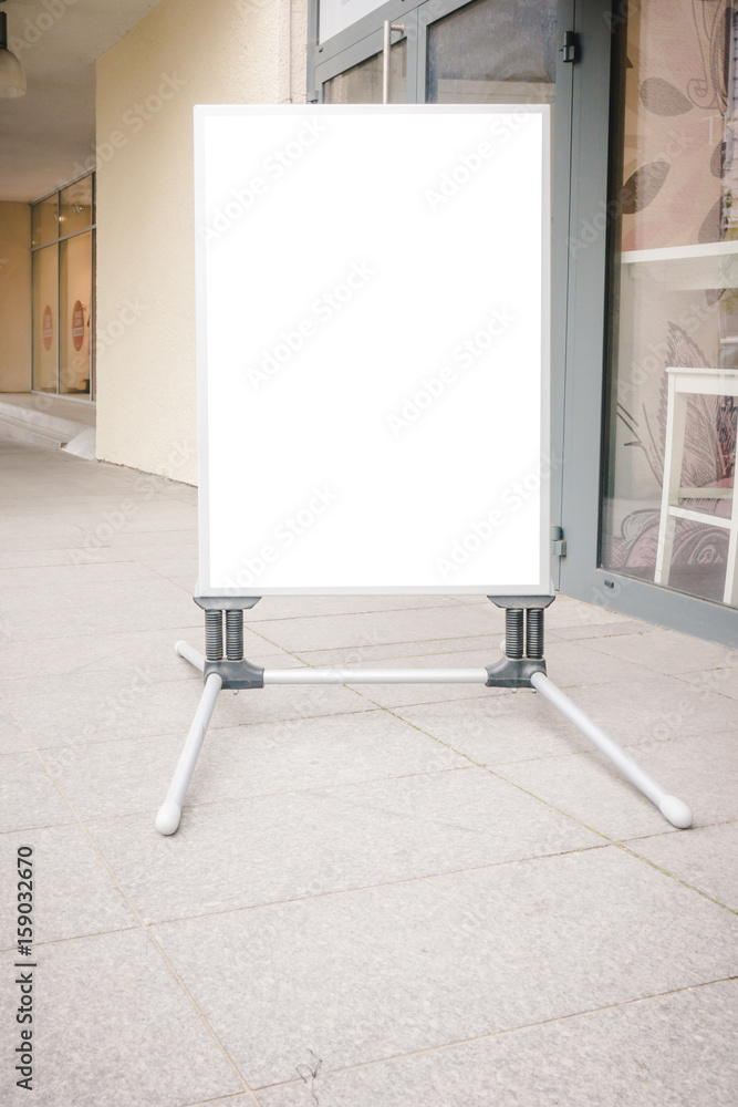 Signboard stand mock up. White banner template in the street Stock ...