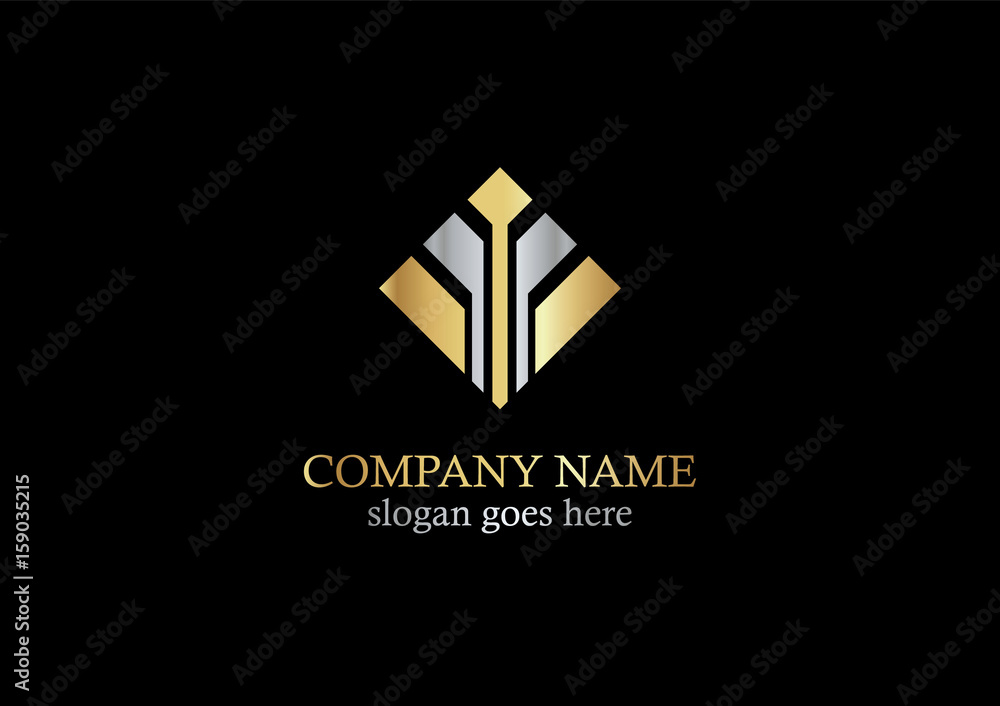 square gold shape geometry company logo Stock Vector | Adobe Stock