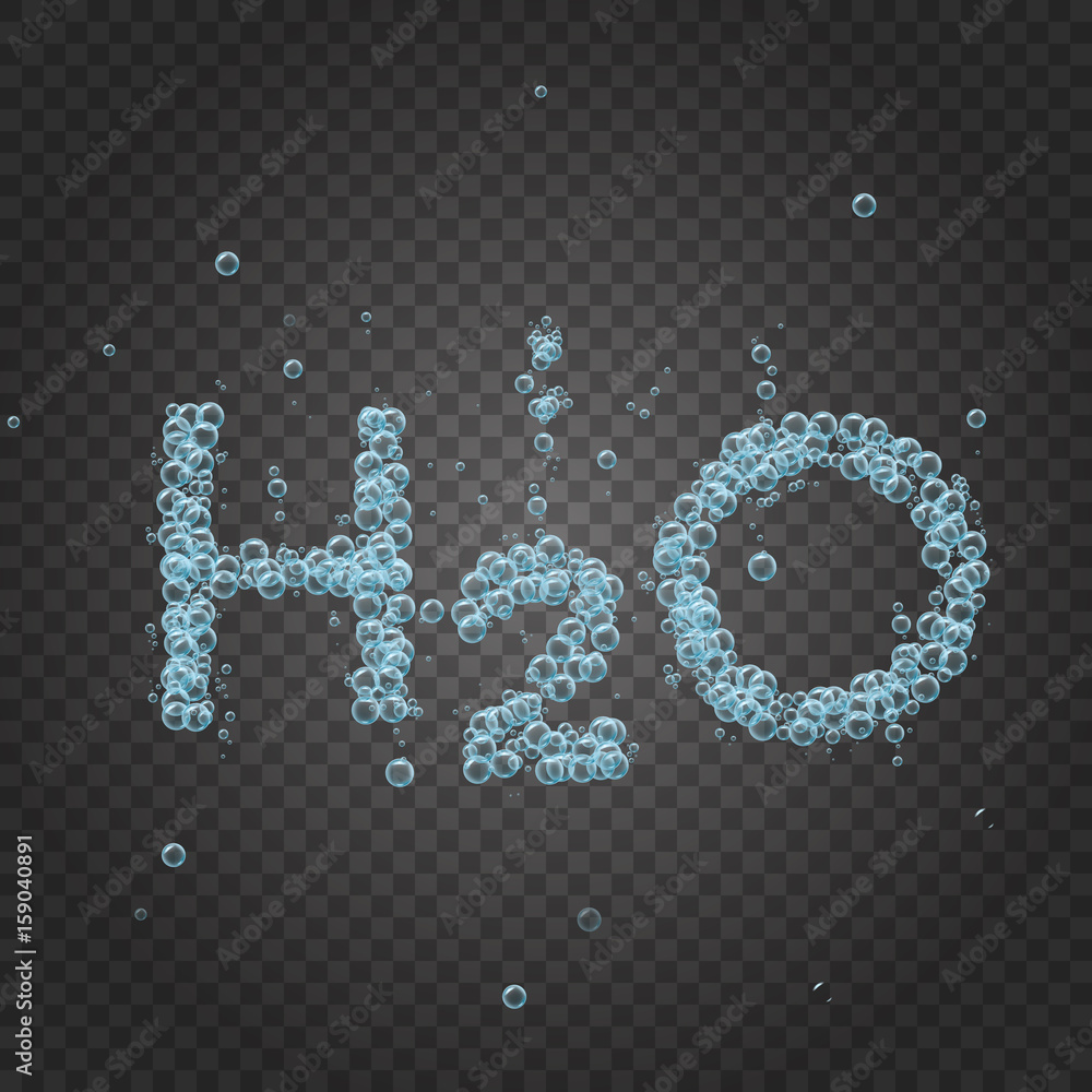Bubbles on grey transparent background. Vector banner or flyer with ...
