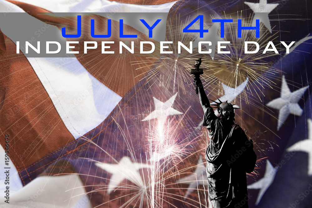 July 4th, Independence day portrayed with an American flag background ...