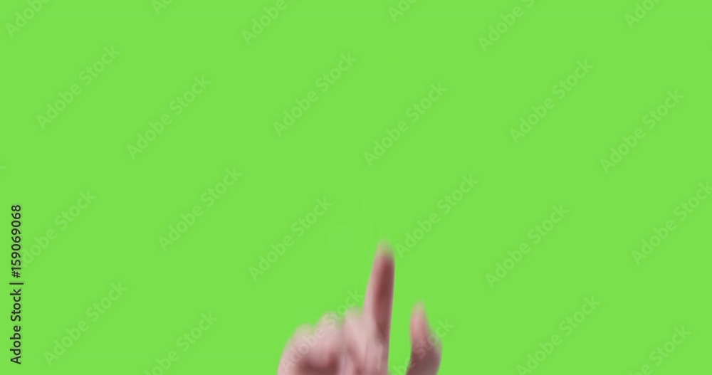 17 young female hand touch gestures for transparent interface on green ...