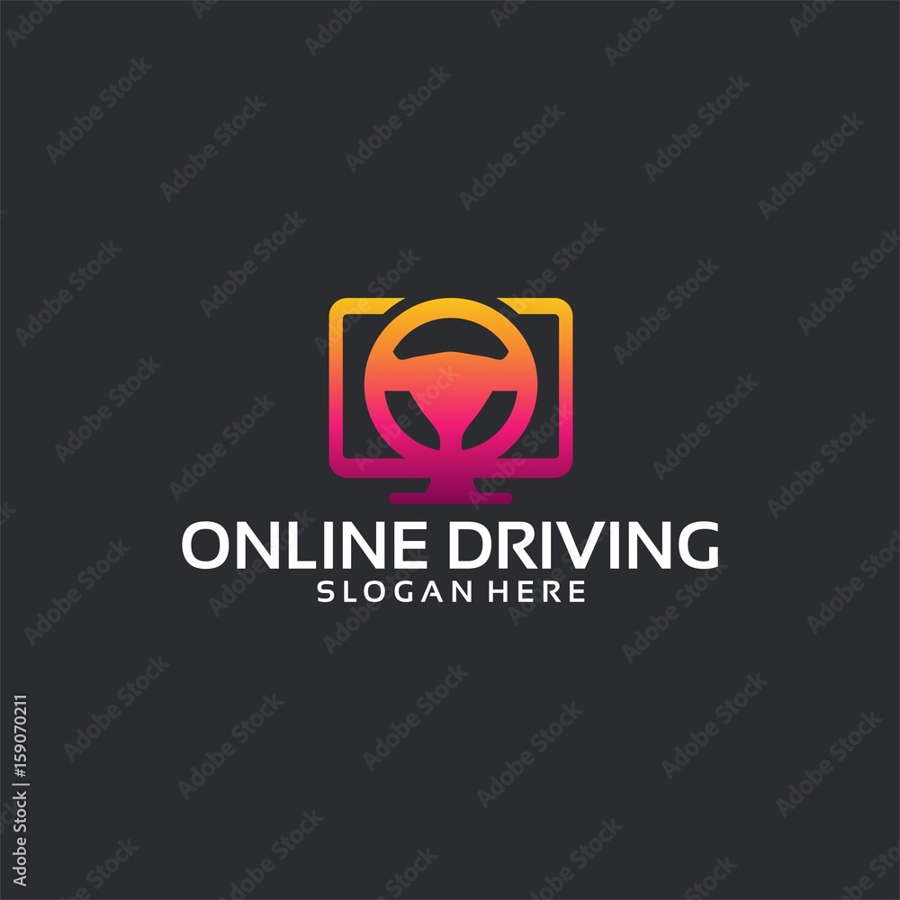 Online Driving Logo Template designs vector illustration Stock Vector ...
