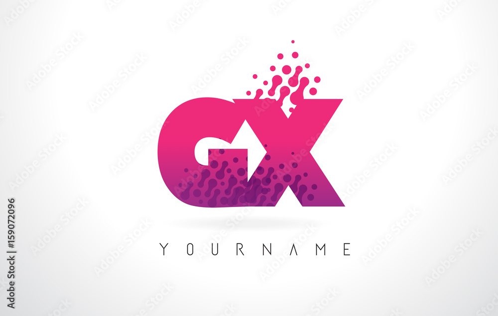GX G X Letter Logo with Pink Purple Color and Particles Dots Design ...
