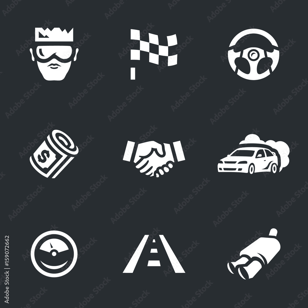 Vector Set of Street racing Icons. Stock Vector | Adobe Stock