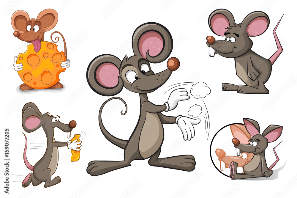 Cartoon character mouse cheese. Funny and cute illustration. Stock ...